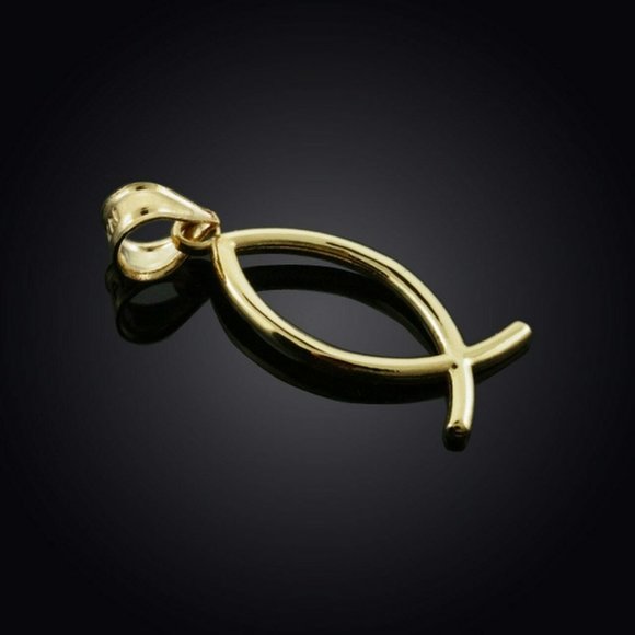 Element Shine | Jewelry | 4k Real Gold Ichthus Fish Vertical Pendant ...